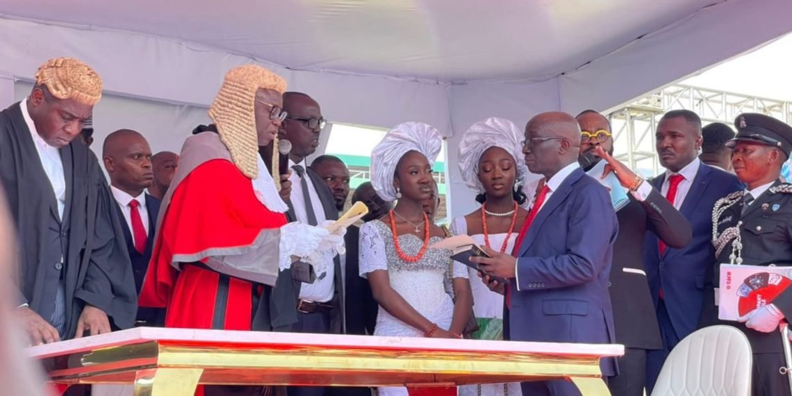 How Okpebholo Was Sworn In As Edo Governor Without His Wife Present ...